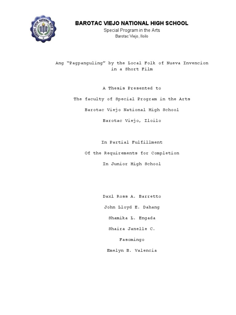 Barotac Viejo National High School Pdf Charcoal Filmmaking