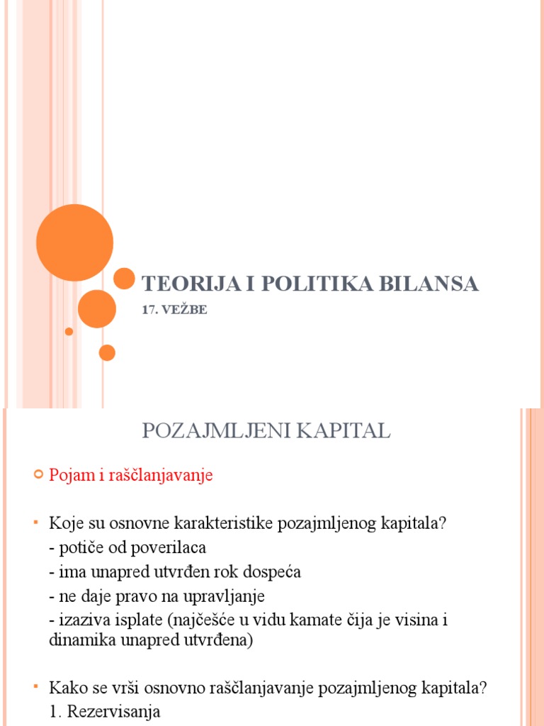 Teorija I Politika Bilansa 17. Vezbe1 | PDF