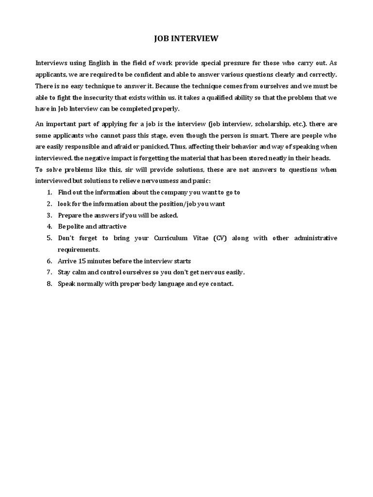 Materi JOB INTERVIEW 1 | Download Free PDF | Job Interview | Cognition