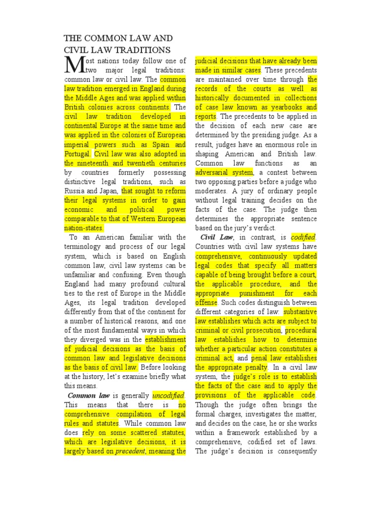 Common Law Civil Law Traditions Reviewer | PDF | Common Law | Civil Law ...