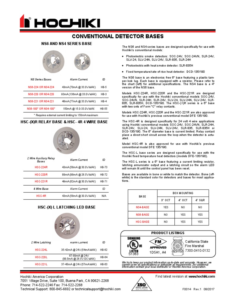 Conventional Detector Bases: Ns6 and Ns4 Series Base | PDF | Relay ...