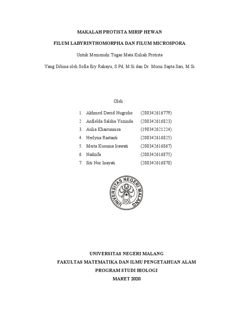 Makalah Filum Labyrinthomorpha Dan Filum Microspora | PDF
