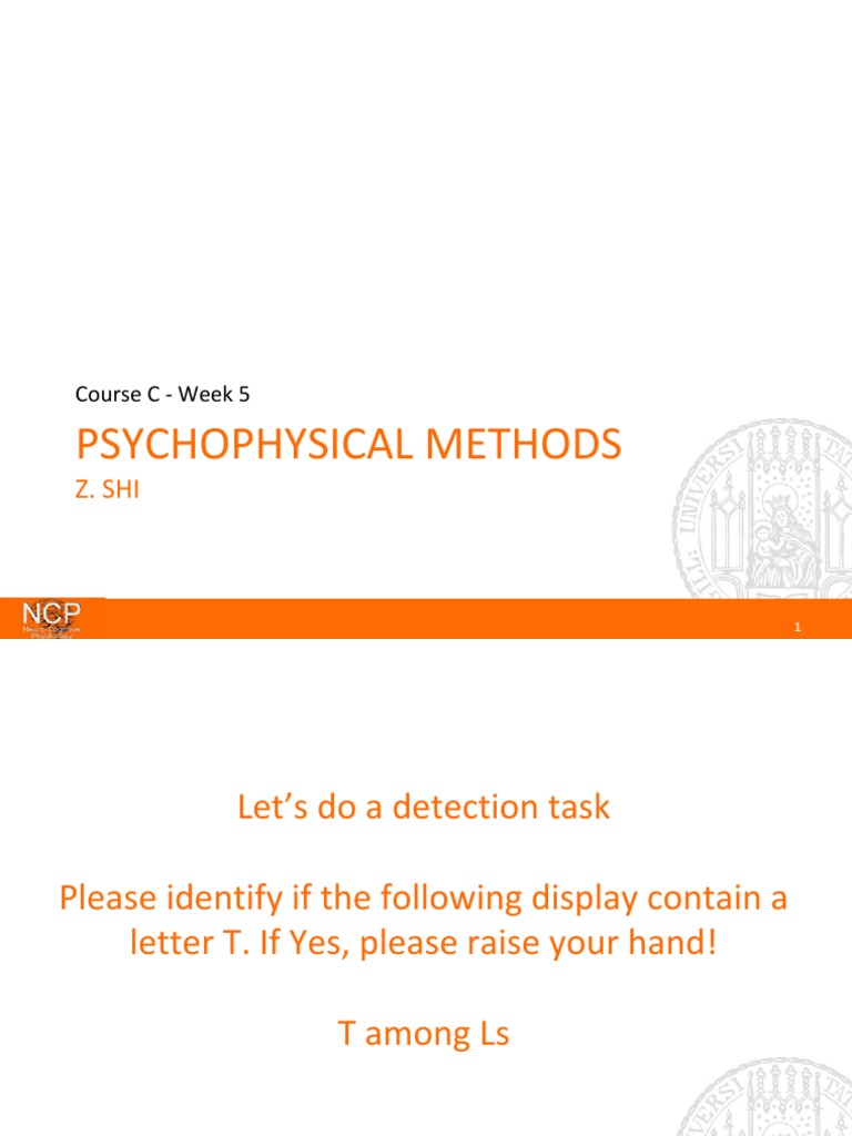 Psychophysical Methods: Z. Shi | PDF | Psychophysics | Cognition