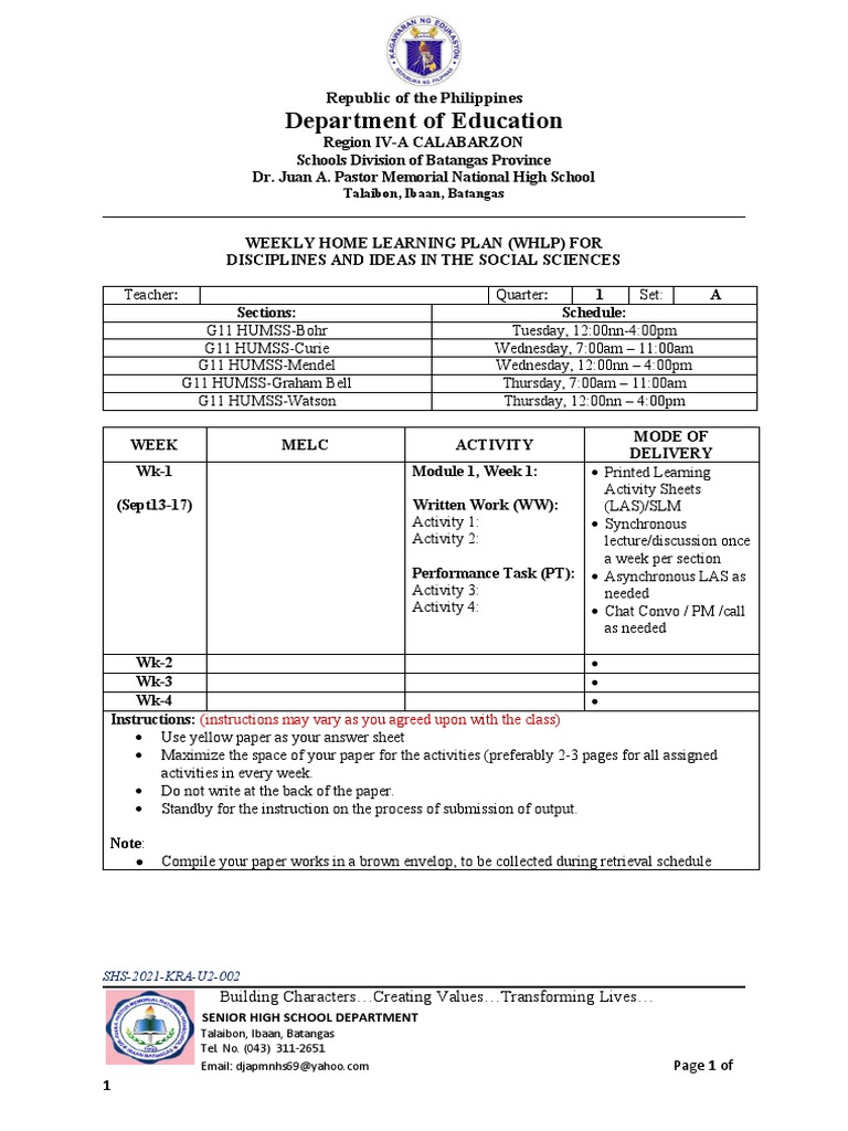 Shs WHLP Template | PDF | Computer Science | Computer Engineering