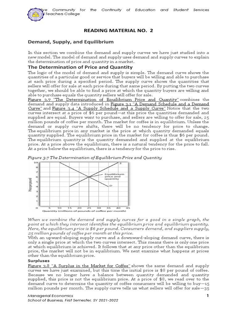 Reading Material 2 | PDF | Supply And Demand | Economic Equilibrium