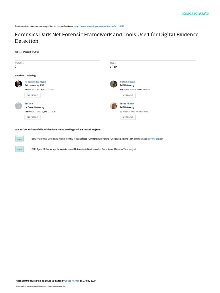 Dark Web Forensic Tools & Framework | PDF | Computer Forensics | Internet & Web