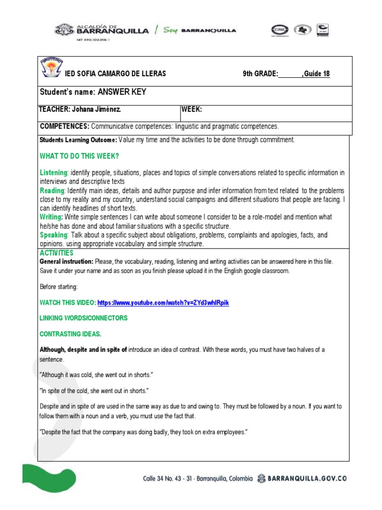 9th Grade English Guide | PDF | Sentence (Linguistics) | Grammar