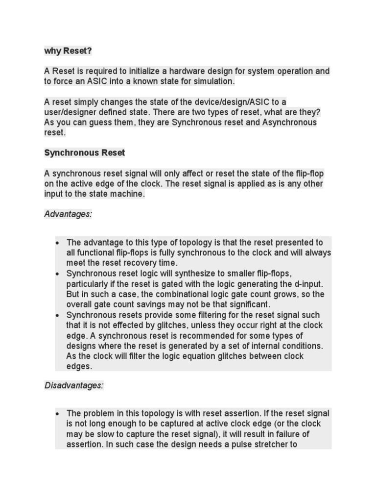 Why Reset | PDF | Computing | Electronics