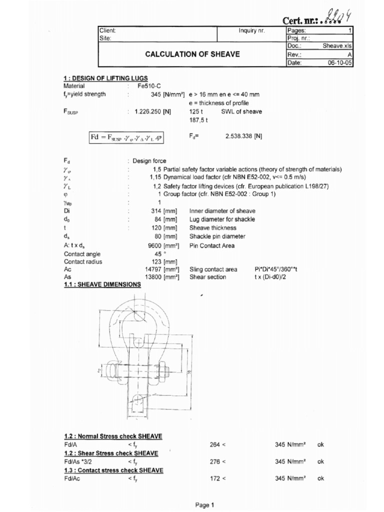 Lifting Lug Calculation | PDF