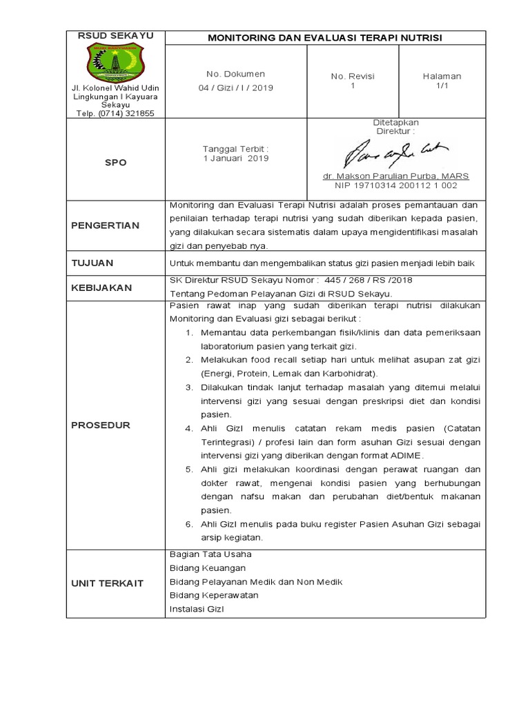 04 Spo Gizi Monitoring Dan Evaluasi Terapi Nutrisi | PDF
