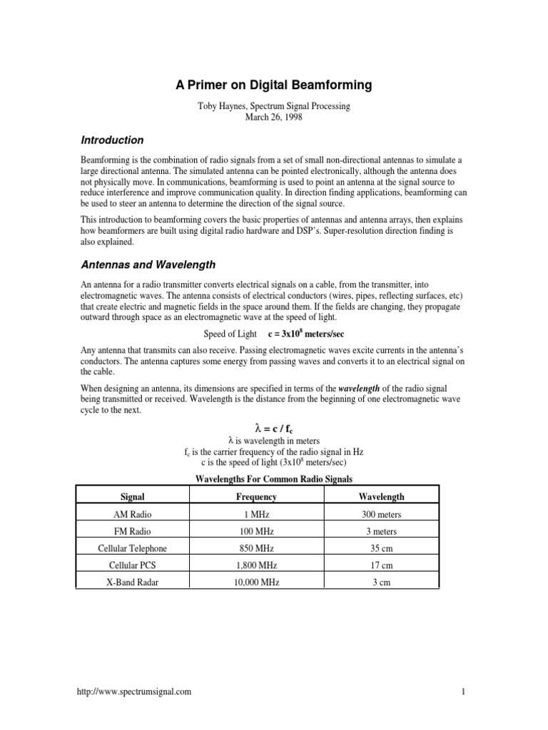 Primer On Digital Beamforming | PDF | Antenna (Radio) | Radio