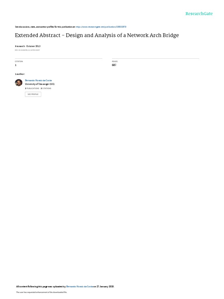 Extended Abstract - Design and Analysis of A Network Arch Bridge | PDF ...