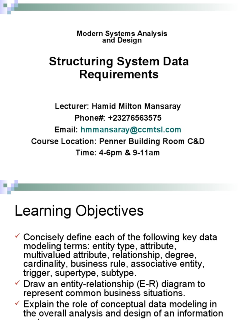 Chapter8 Structuring System Data Requirements | Pdf | Data Model 