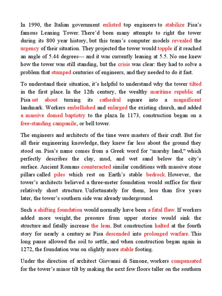 Why Doesnt The Leaning Tower of Pisa Fall Over | PDF | Foundation ...