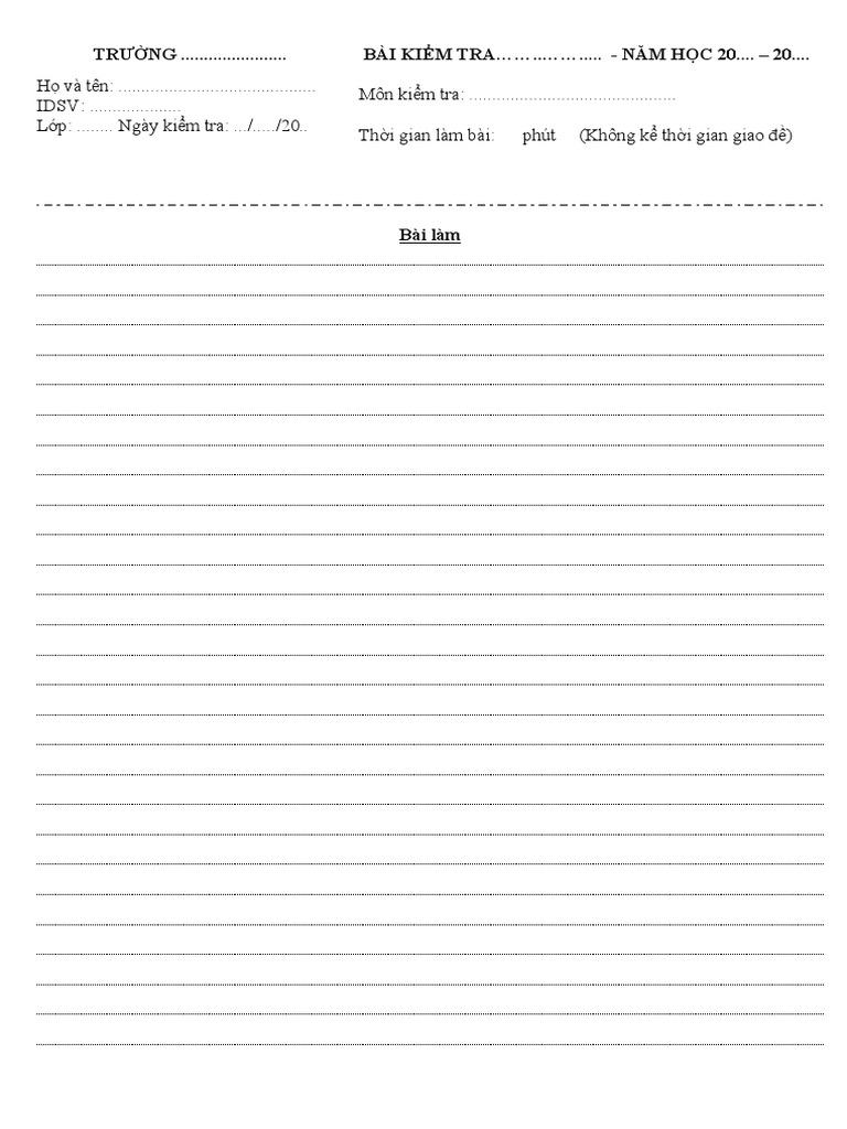 Mau Giay Thi A4 | PDF