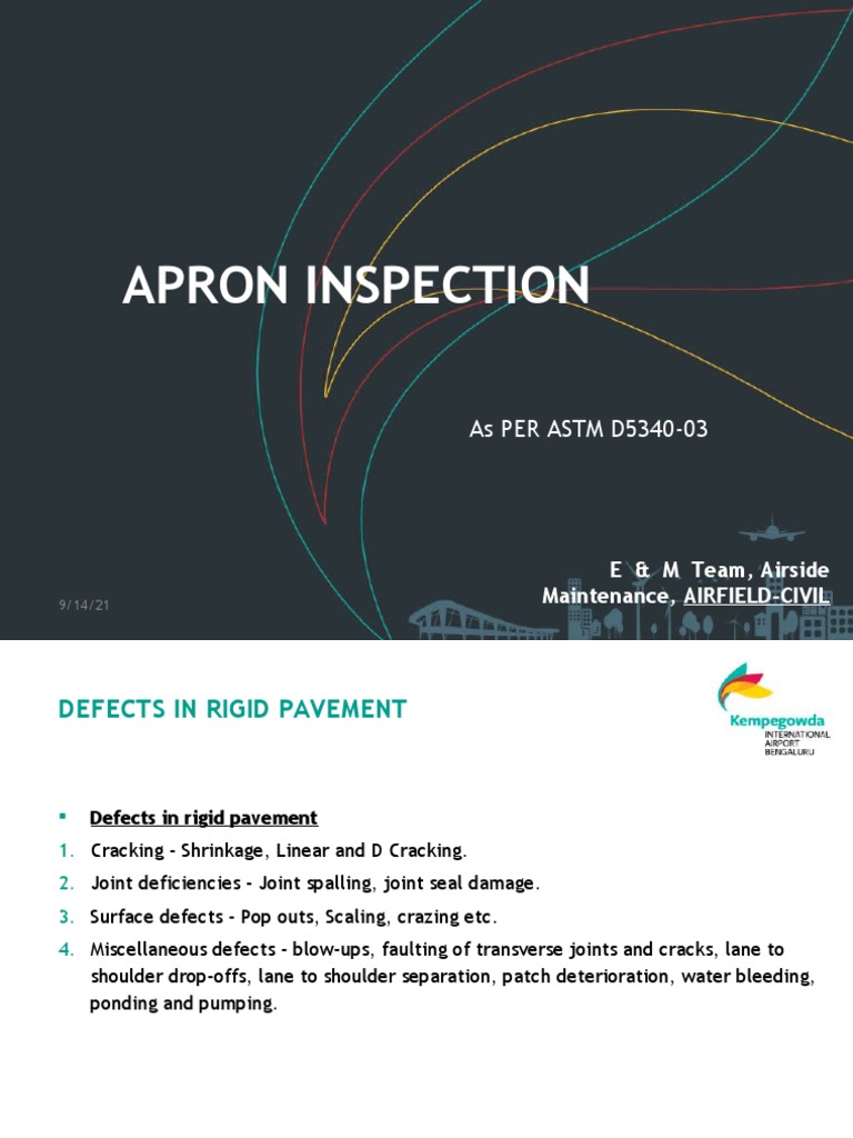 Apron Inspection: As PER ASTM D5340-03 | PDF | Concrete | Road Surface