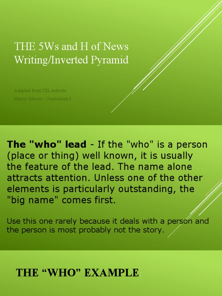 News Writing The 5Ws And H PDF Cognition
