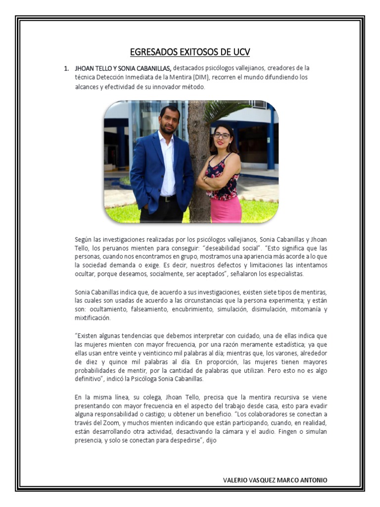 Egresados Exitosos de Ucv | PDF