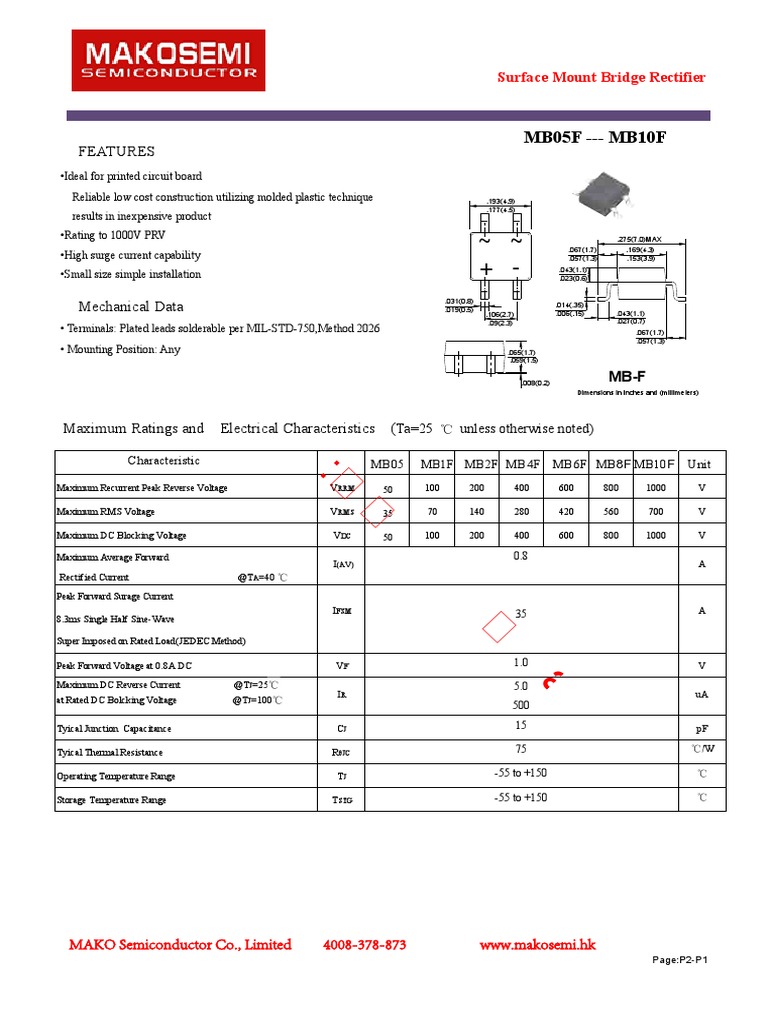 Datasheet | PDF | Rectifier | Capacitor