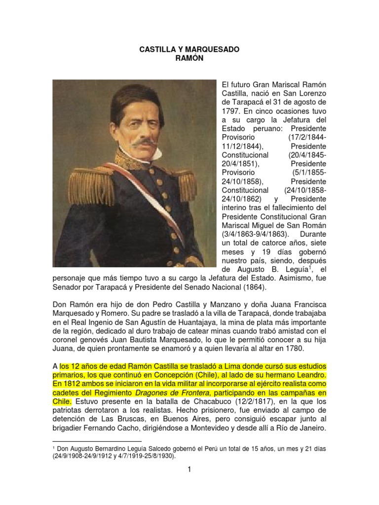 Ramón Castilla: Presidente y Héroe Peruano | PDF | Perú | América del Sur