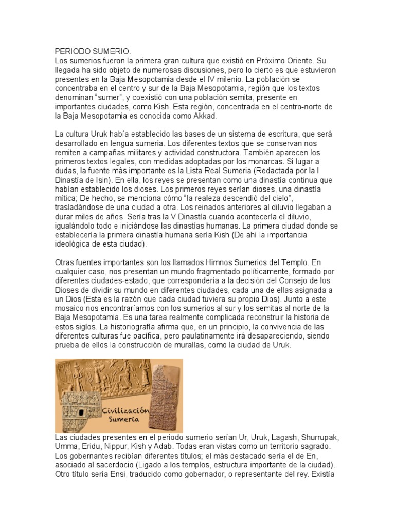 Periodo Sumerio en Mesopotamia | PDF | Babilonia | Mesopotamia