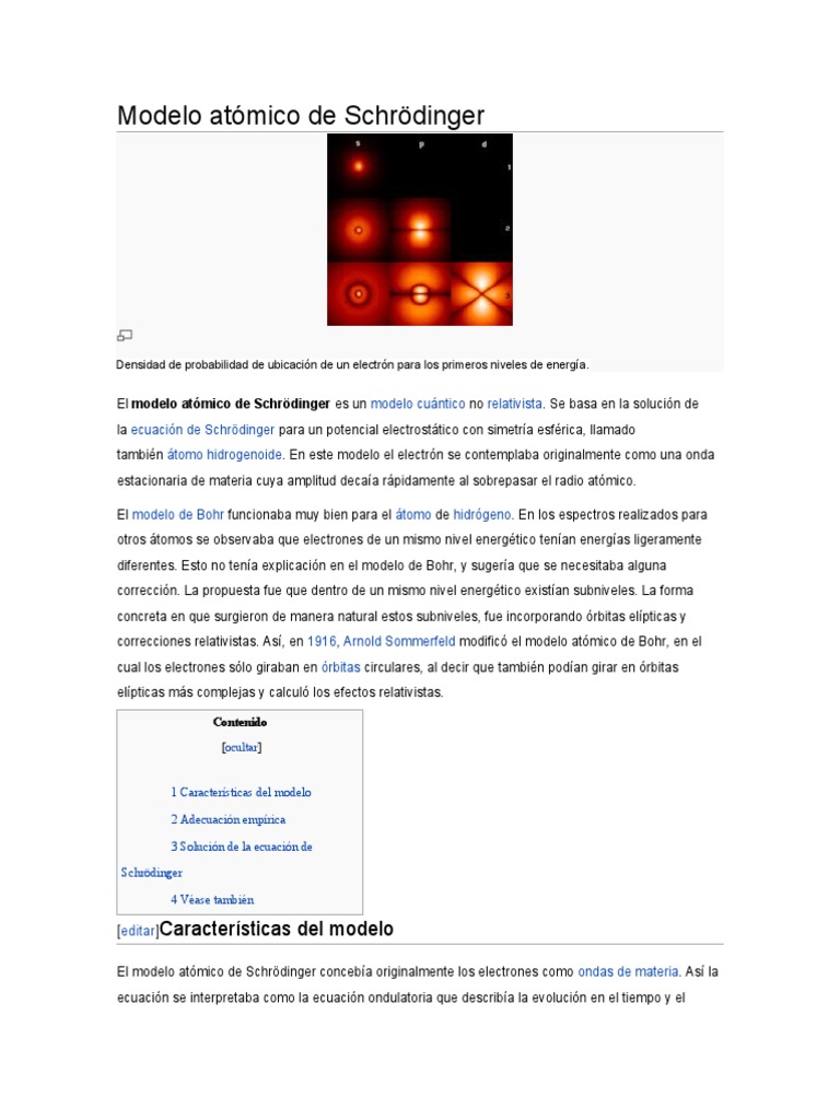 Modelo Atómico de Schrödinger: Características | PDF | Átomos ...