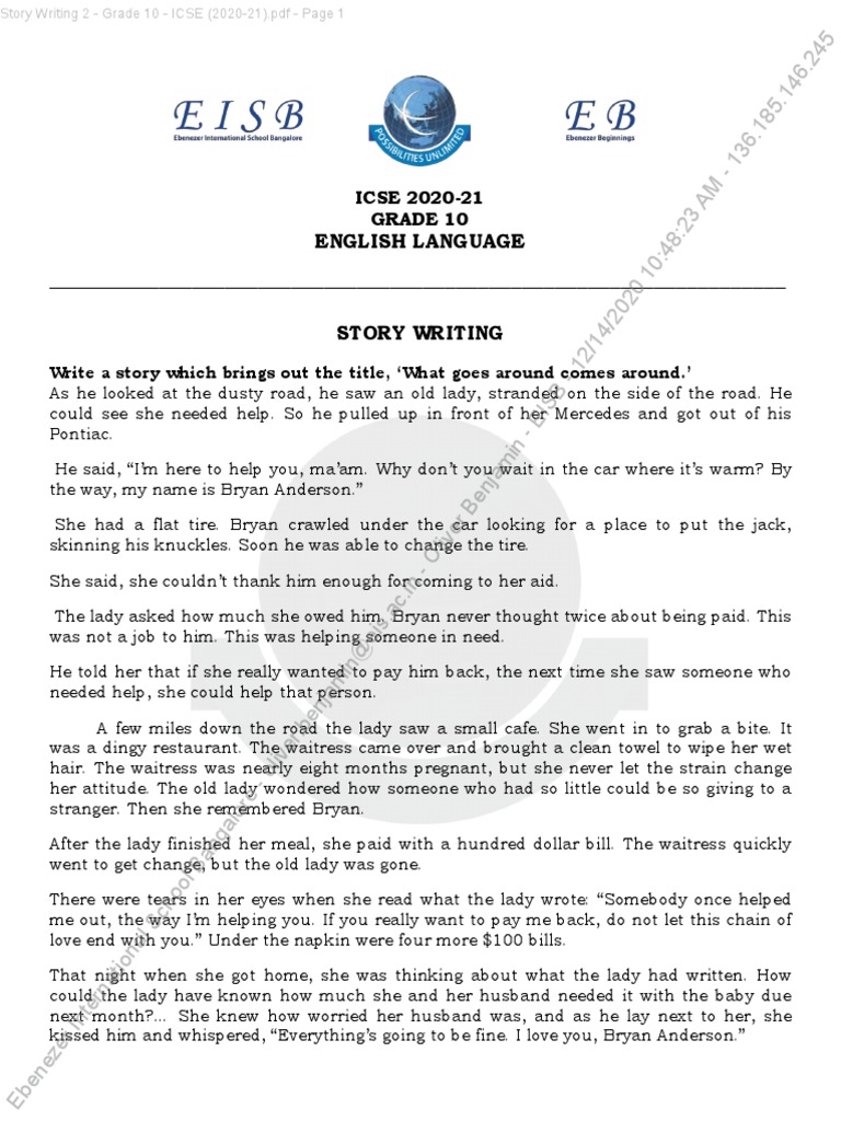 ICSE Grade 10 Story Writing | PDF