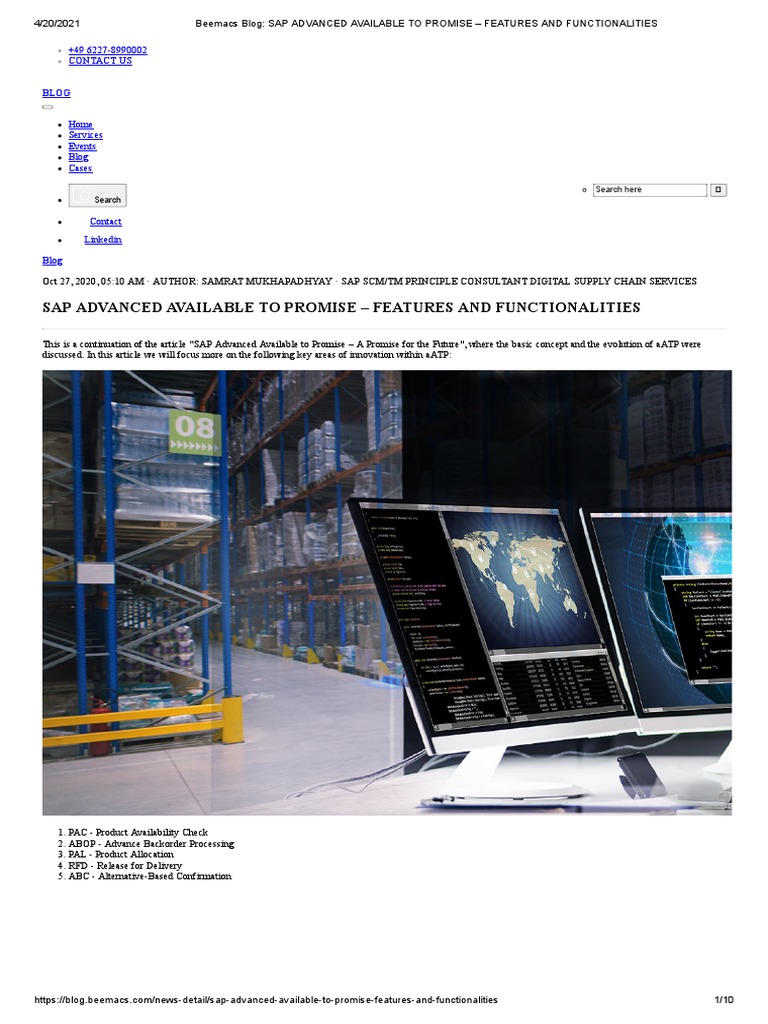 Sap Advanced Available To Promise - Features and Functionalities | PDF ...