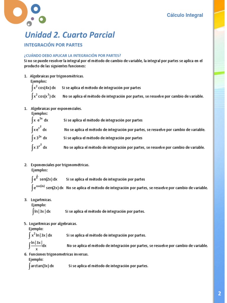 Apuntes Cuarto Parcial Tema 2 | PDF | Integral | Logaritmo