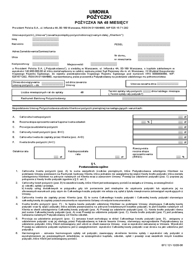 EFC 121 Umowa Poyczki - 48mies - BOLT - 06 | PDF
