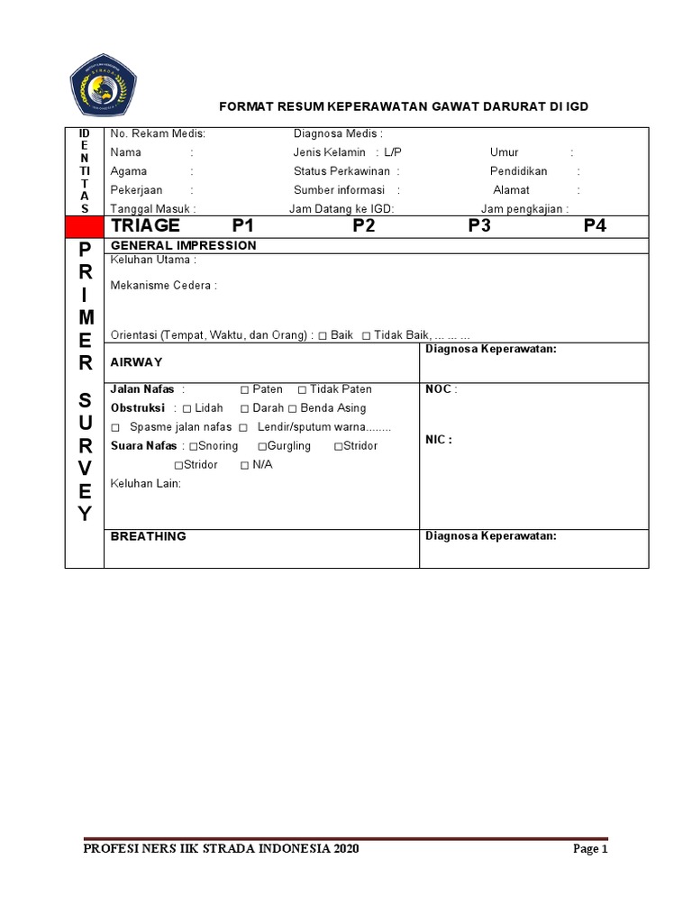 Format Pengkajian Igd Strada | PDF