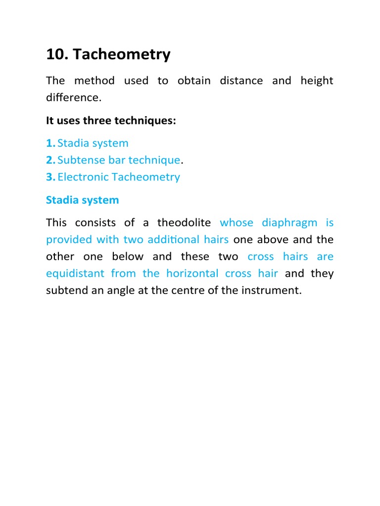 Tacheometry: The Method Used To Obtain Distance and Height Difference ...