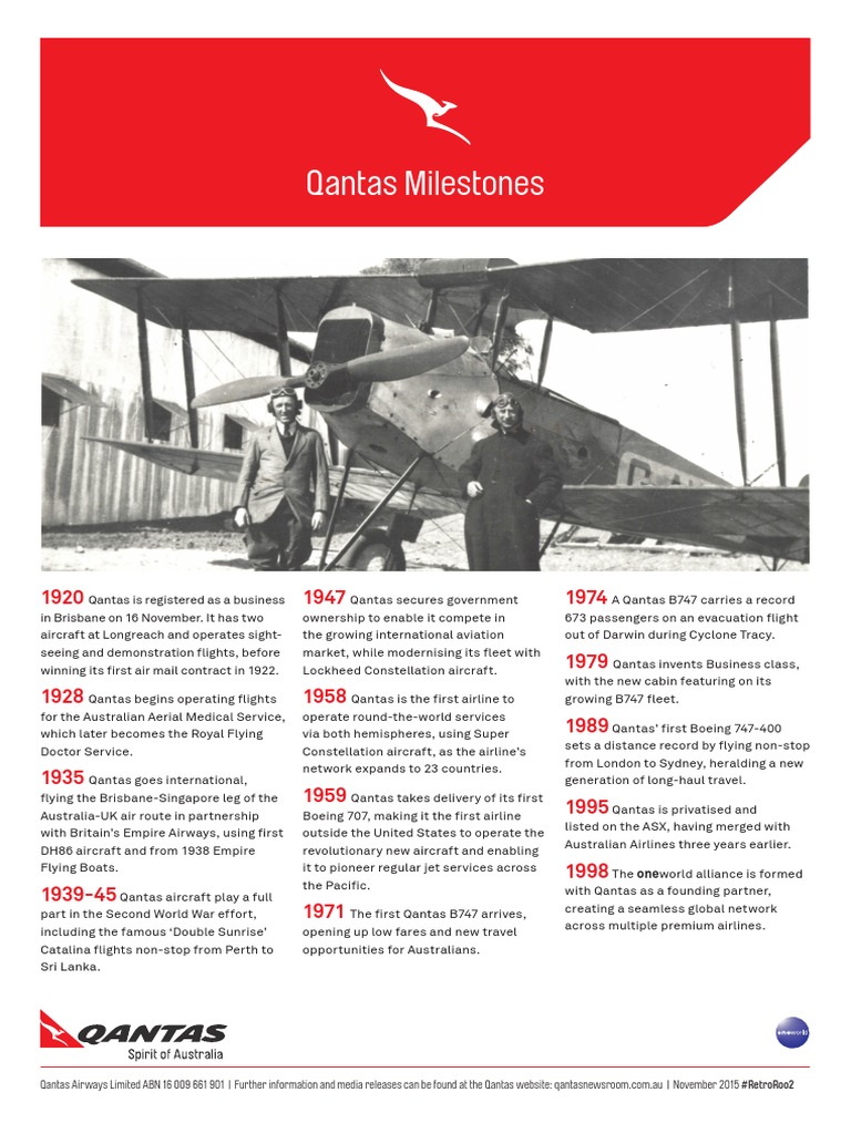 Qantas Milestones: Oneworld Alliance Is Formed | PDF | Airlines ...