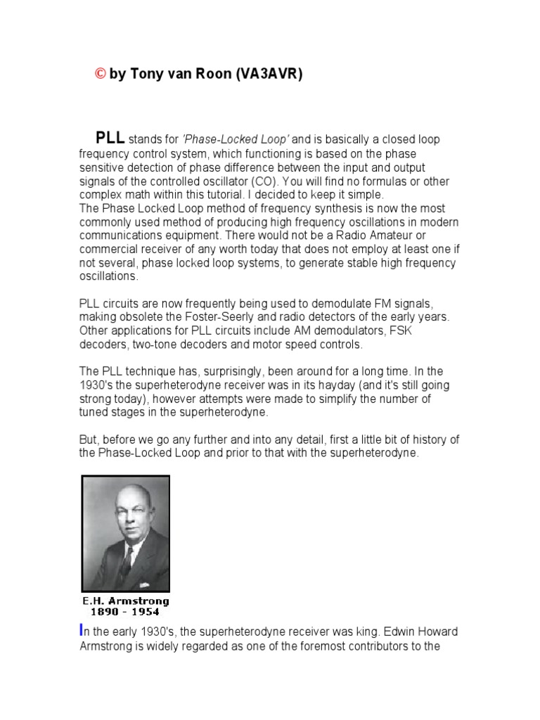 Phaselockloop Tony Van Roon | PDF | Detector (Radio) | Frequency Modulation