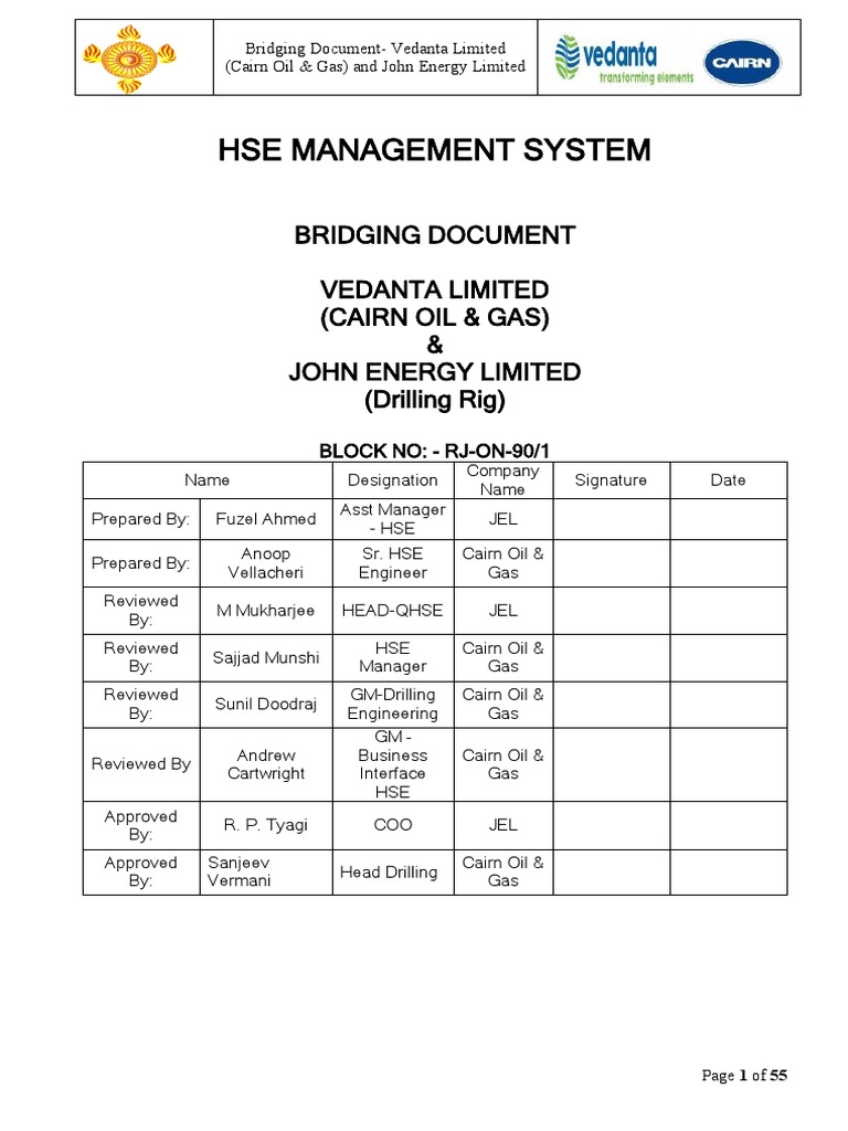 Bridging Document for HSE Management | PDF | Waste Management ...