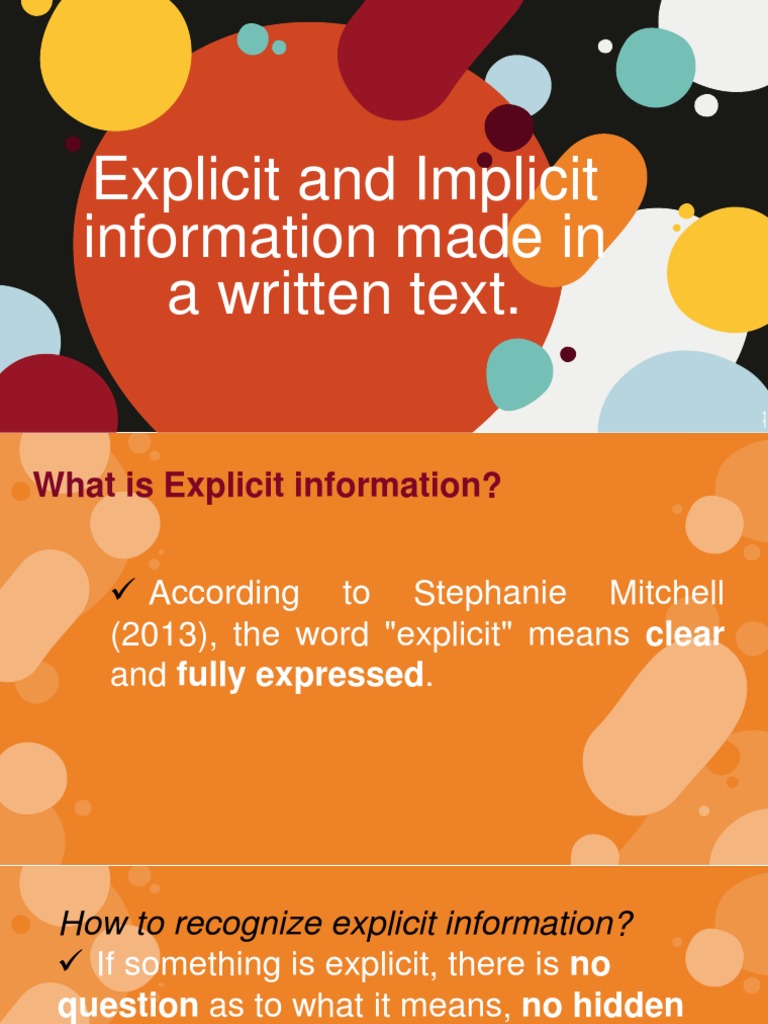 Exploring Explicit and Implicit Information: A Guide to Recognizing ...