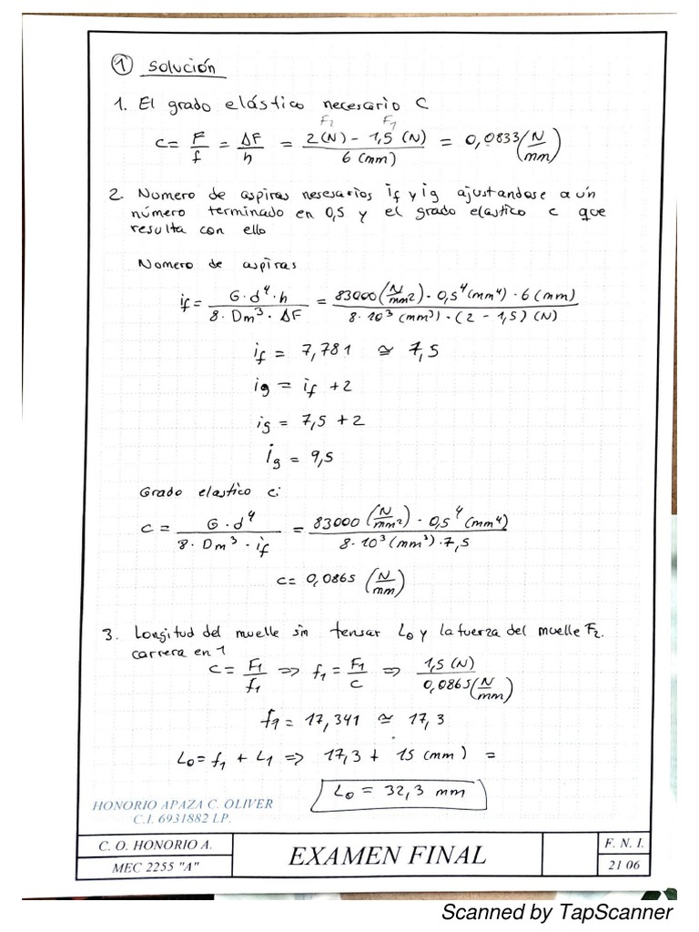 Examen Final Mec 2255 Honorio Apaza Claudio Oliver | PDF
