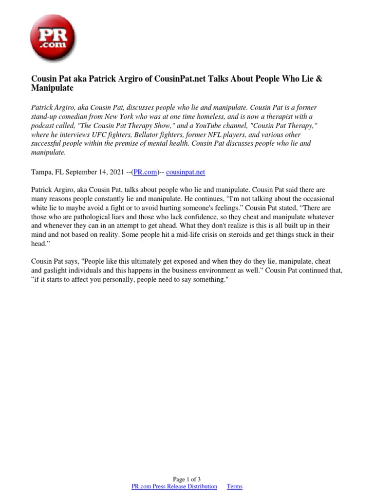 Cousin Pat Aka Patrick Argiro of CousinPat - Net Talks About People Who ...