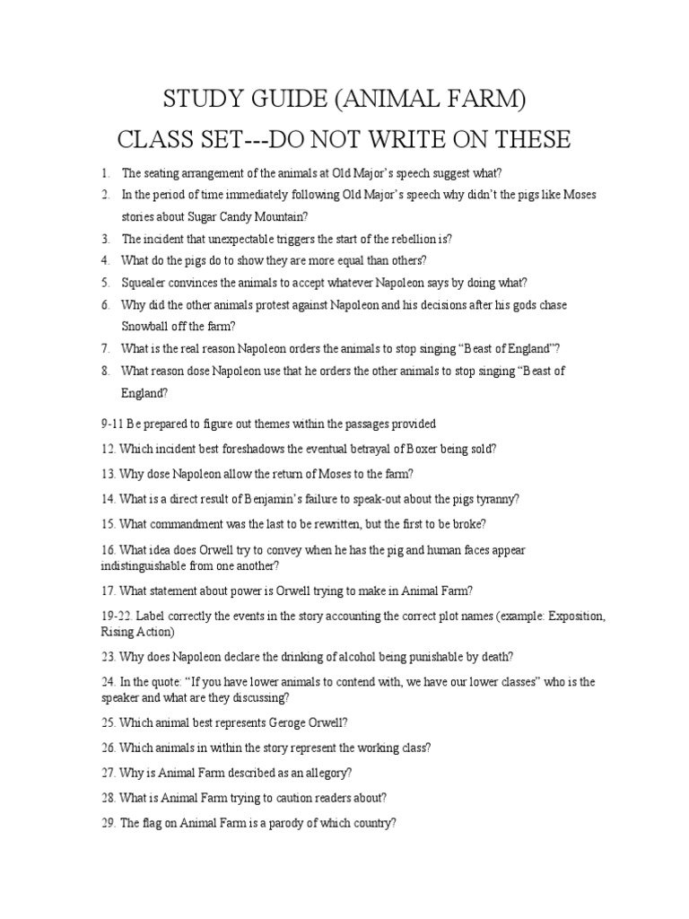 Animal Farm Final Study Guide | PDF | History | Young Adult