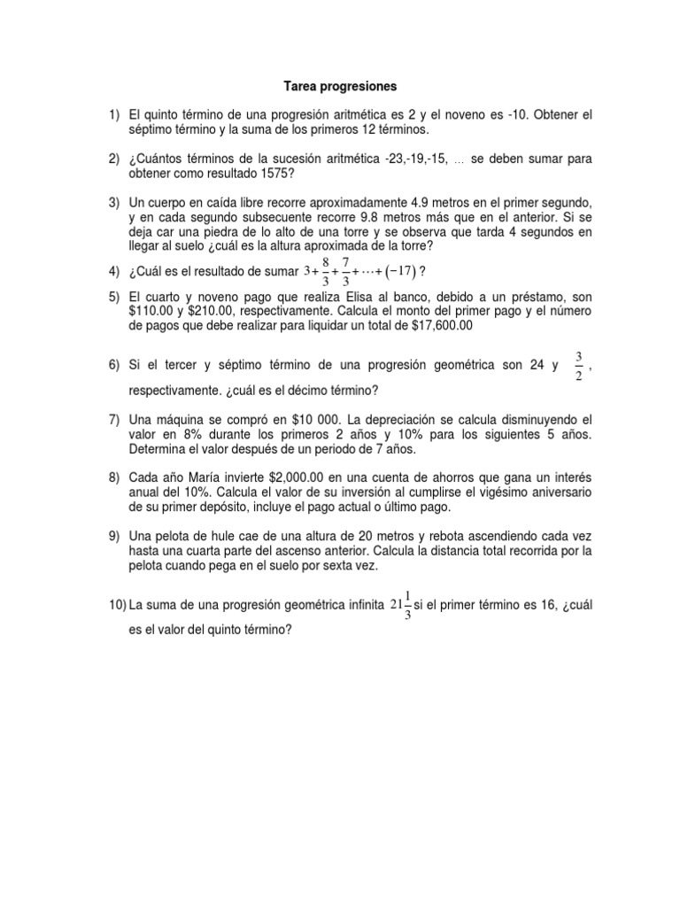 Tarea Progresiones | PDF