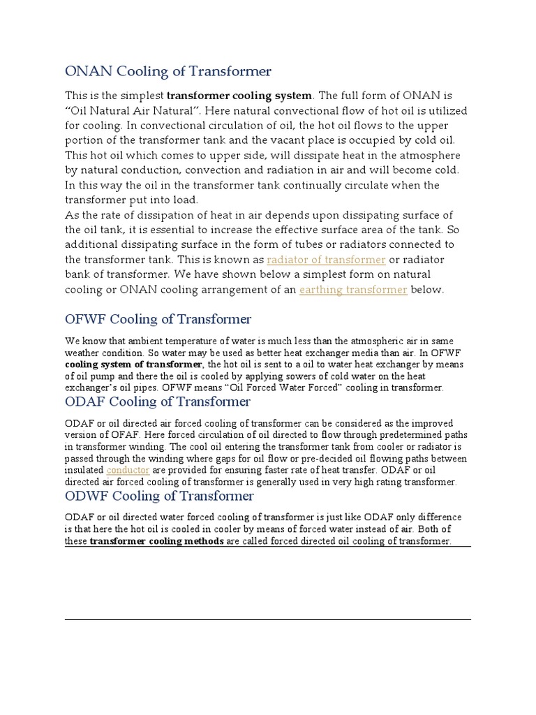 Want To Learn Faster? : ONAN Cooling of Transformer | PDF | Transformer ...