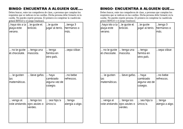 Bingo - Encuentra A Laguien Que | PDF