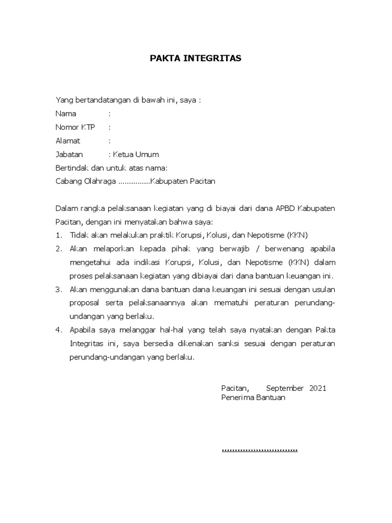 Contoh Fakta Integritas | PDF