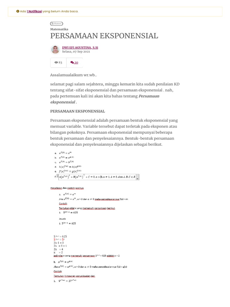 Persamaan Eksponensial (MATEMATIKA) | PDF