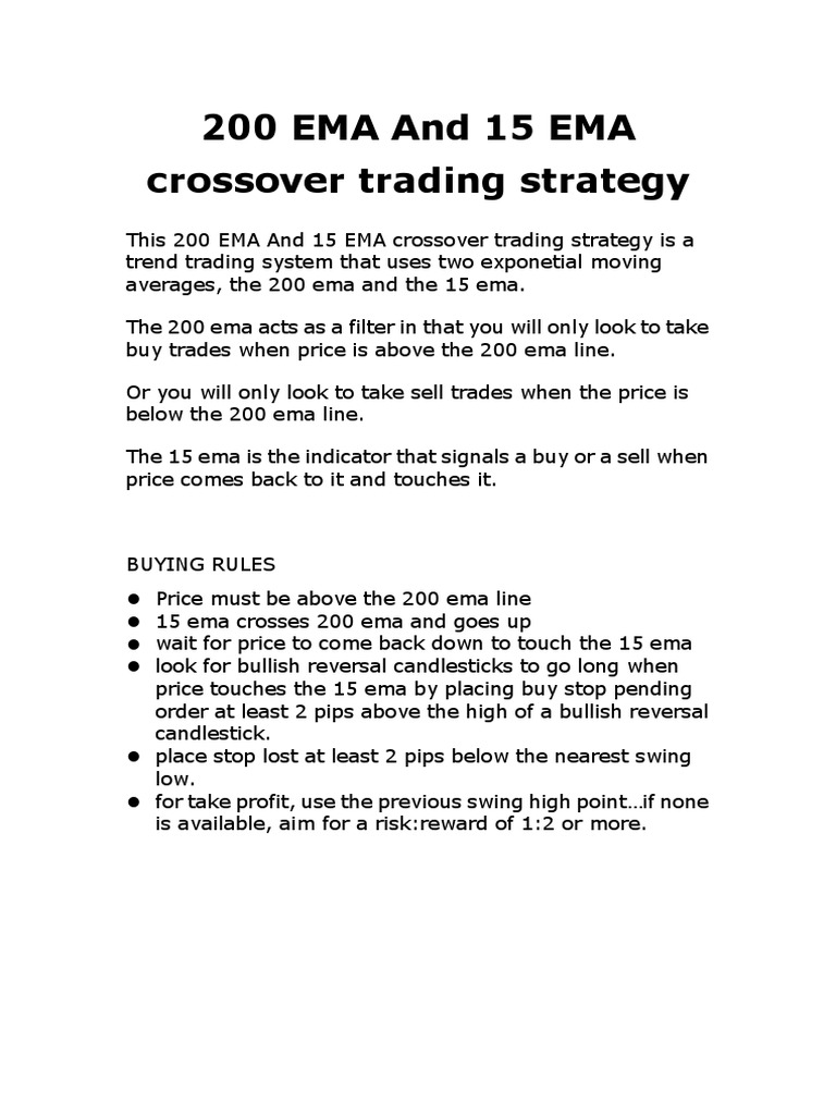 200 EMA and 15 EMA Crossover Strategy | PDF | Finance & Money Management