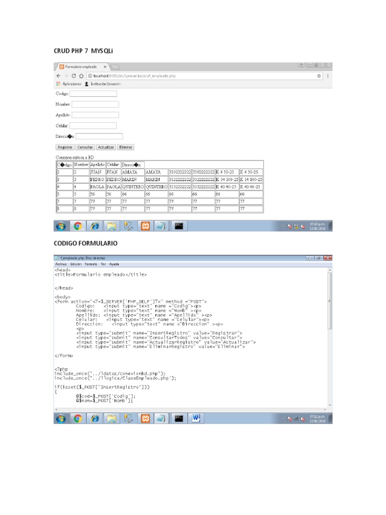 CRUD PHP 7 con MYSQLi: Guía Completa | PDF
