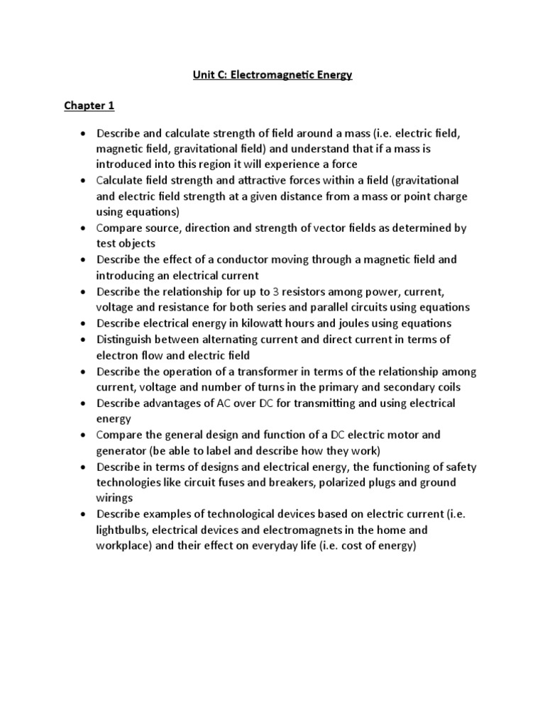 Unit C Study Guide | PDF | Electric Current | Electromagnetic Spectrum