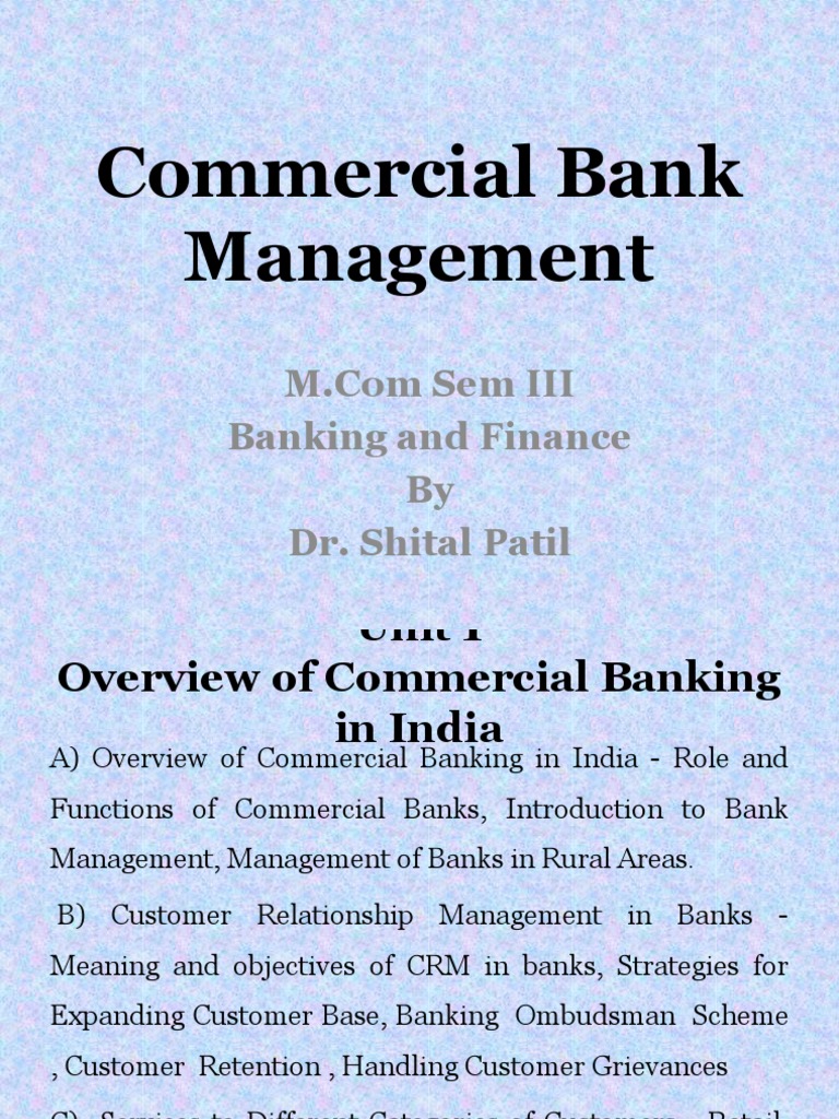 Commercial Bank Management | PDF | Customer Relationship Management | Banks