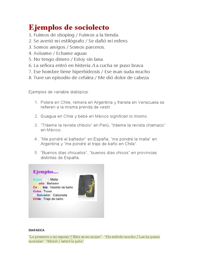 Ejemplos de Sociolecto | PDF