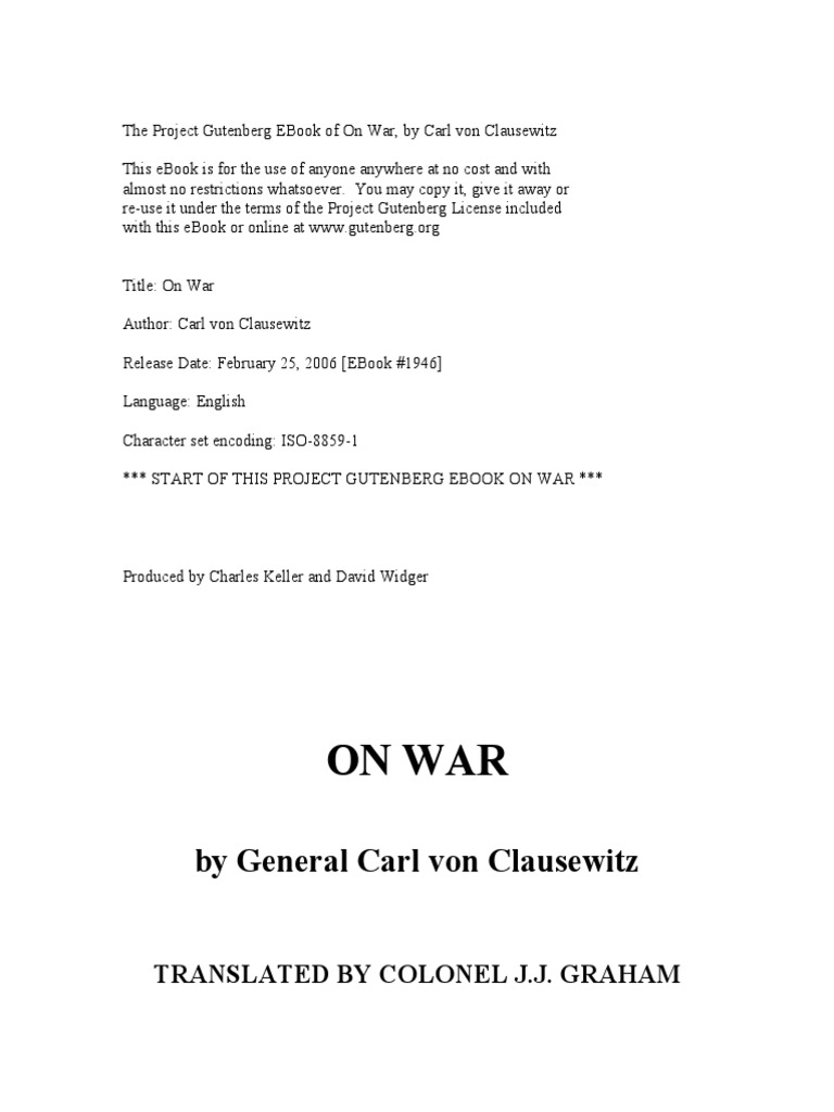 On War - Carl Von Clausewitz | PDF | Battles | On War